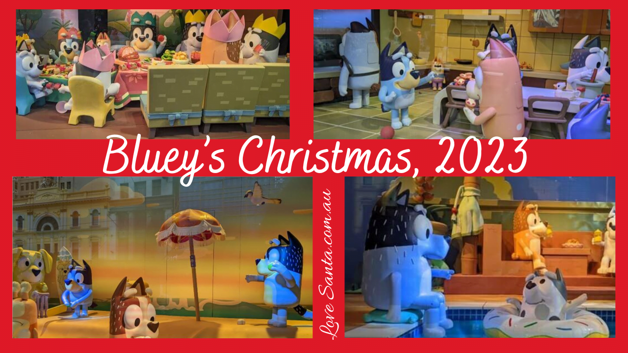 Bluey stars in the 2023 Myer Christmas windows | Love Santa